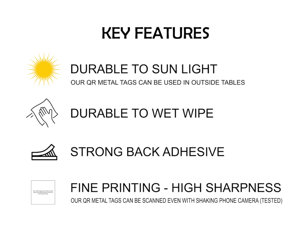 QR code Restaurant/Cafe Menu Labels (Set of 20) - Barcode Metal Label